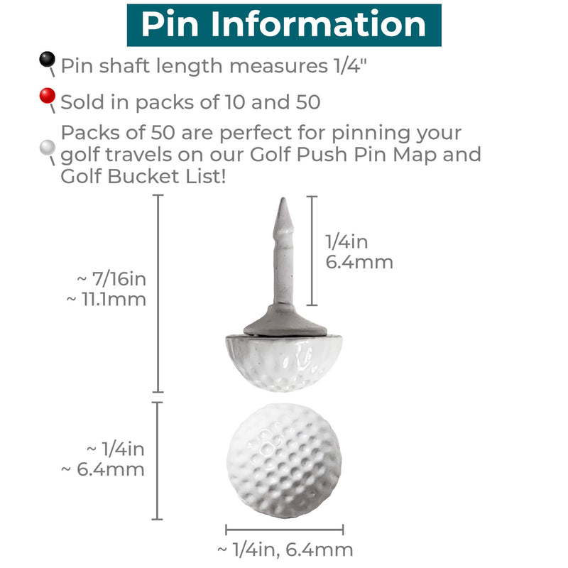 Golf Ball Push Pins | Metal Push Pins | Push Pin Travel Maps
