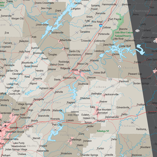 Individual State Maps | Framed State Travel Maps - Push Pin Travel Maps