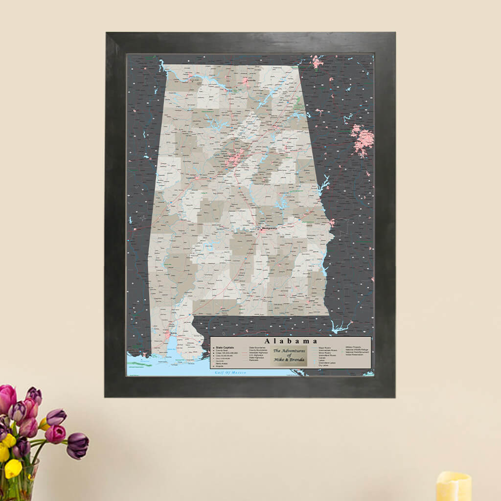 Individual State Maps | Framed State Travel Maps - Push Pin Travel Maps