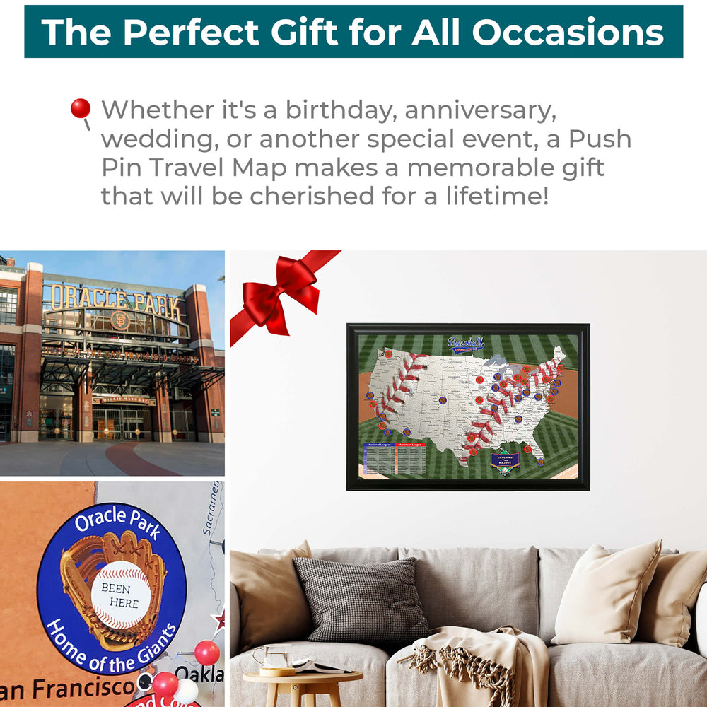 Baseball Stadium Adventures Map with Pins | MLB Travel Map – Push Pin ...