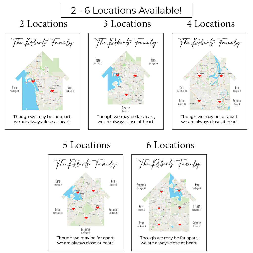 Custom Family Home Map Art | Push Pin Travel Maps