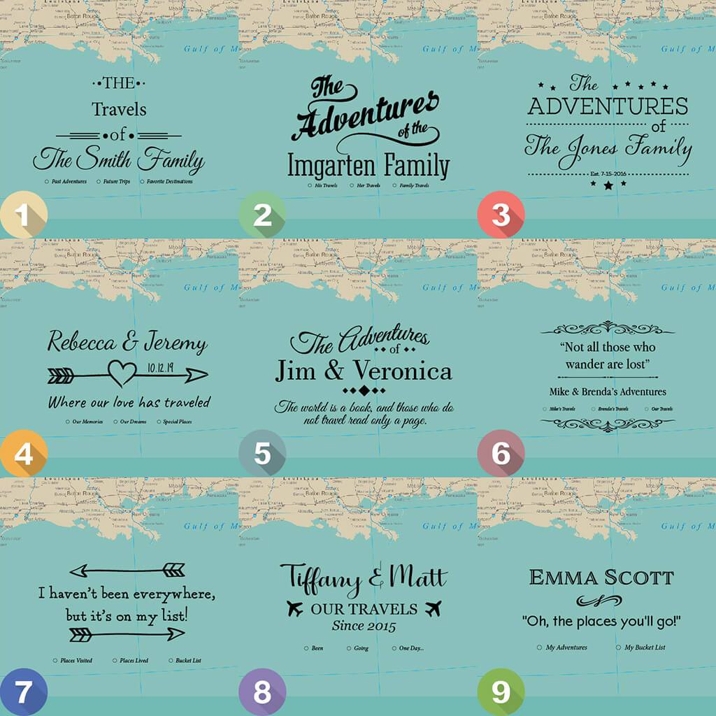 Teal Dream Map | Gallery Wrapped Canvas Pin Map | Custom Map Art - Push ...