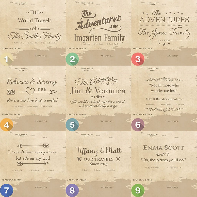 Old Style Map | Vintage World Travel Map with Frame - Push Pin Travel Maps