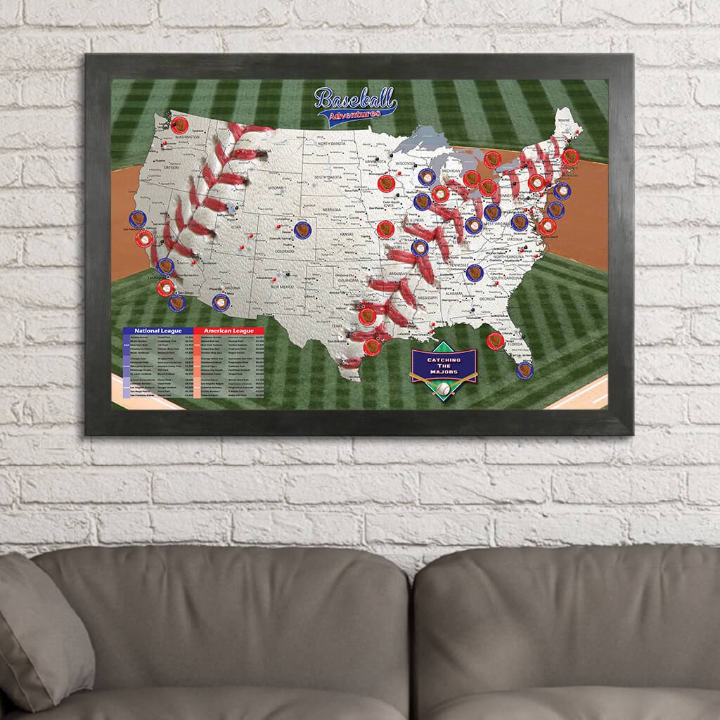 Baseball Stadium Adventures Map with Pins | MLB Travel Map - Push Pin ...