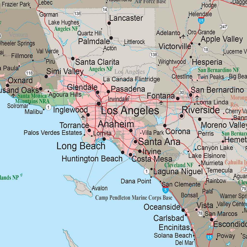 California County Travel Map | Detailed Map of California - Push Pin ...