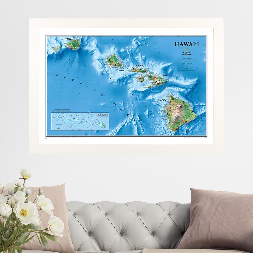 Wall Map of Hawaii | Hawaii State Travel Map with Pins - Push Pin ...