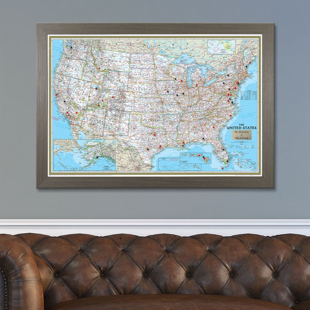National Geographic US Map | United States Wall Map for Sale - Push Pin ...