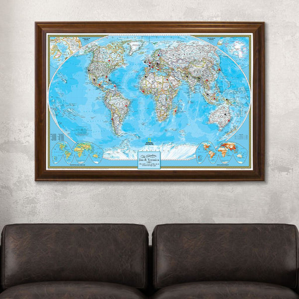 Canvas Classic World Map | Canvas Travel Map | Push Pin Travel Maps