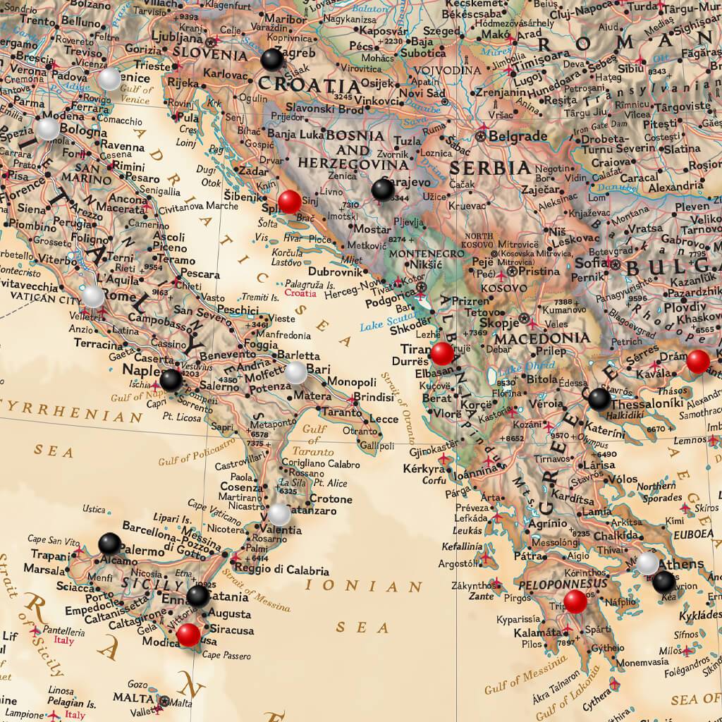 Executive Europe Push Pin Map | Push Pin Travel Map of Europe - Push ...