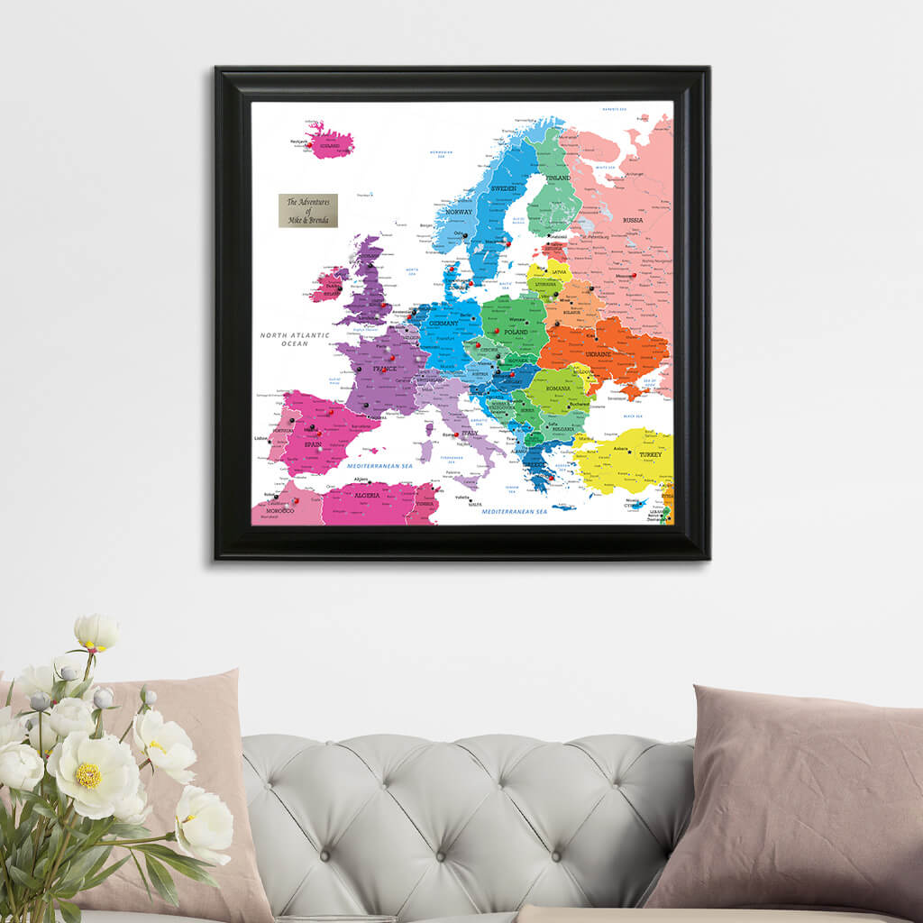 Europe Push Pin Map | European Travel Map with Pins | Rainbow Map ...