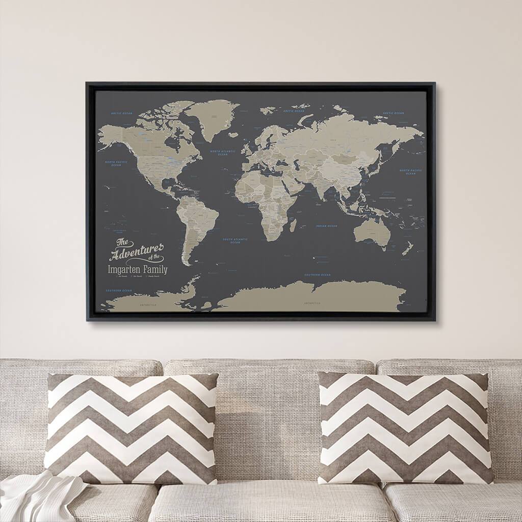 Gallery Wrapped Canvas Maps | Modern Wall Maps | Canvas Map Art - Push ...