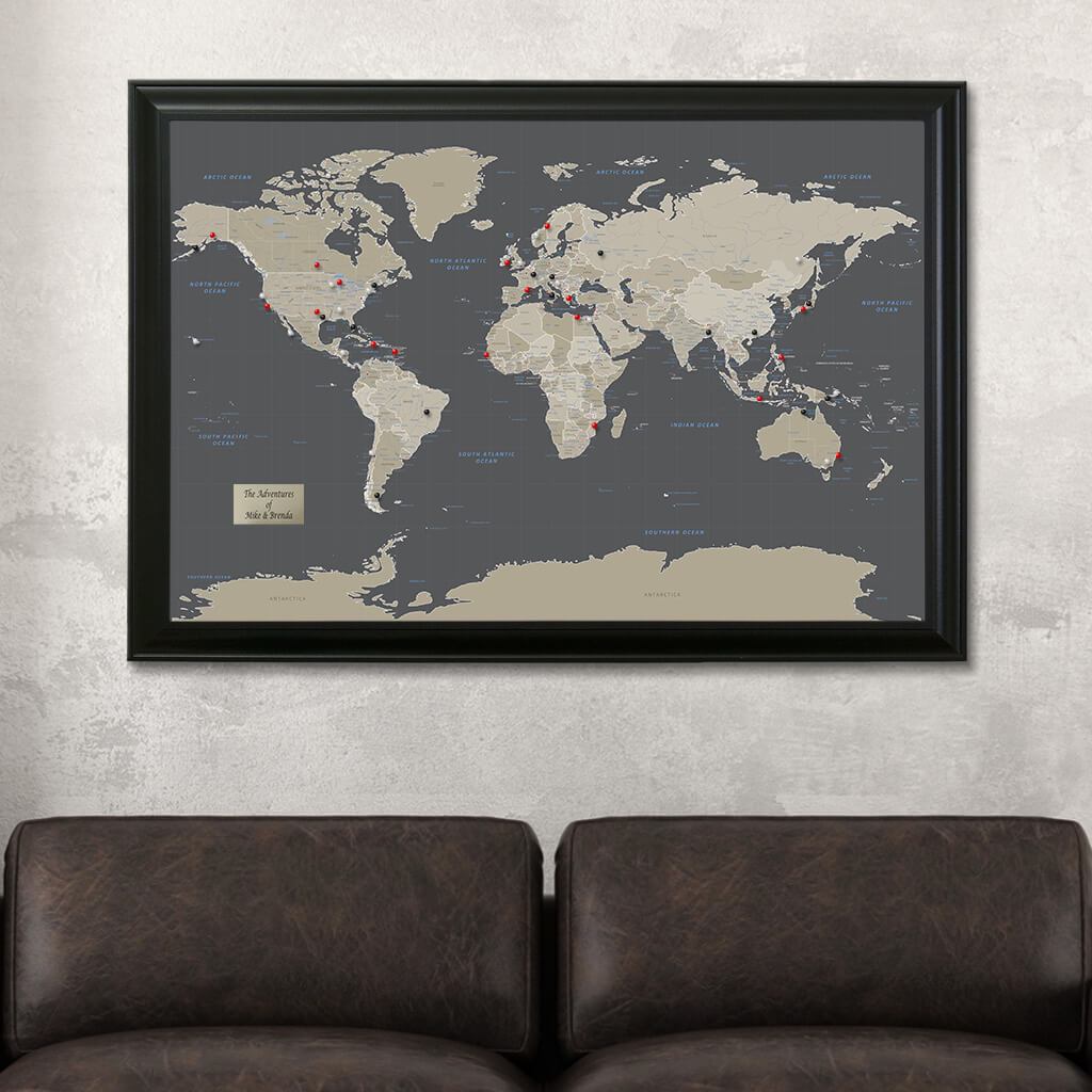 Maps of the World for Sale | Framed Travel Maps Décor - Push Pin Travel ...