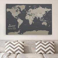 Gallery Wrapped Canvas World Maps | Modern World Maps - Push Pin Travel ...