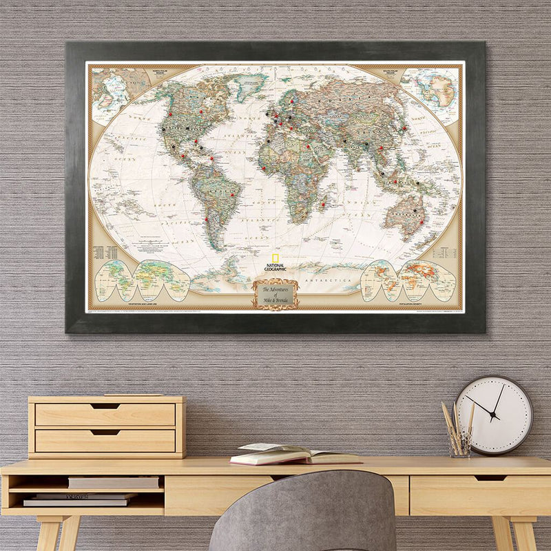 Maps of the World for Sale | Framed Travel Maps Décor - Push Pin Travel ...