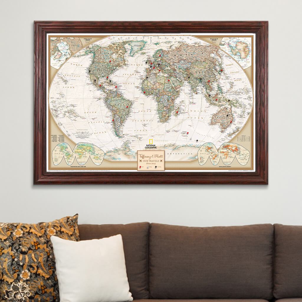 Framed Canvas Maps | Canvas Travel Maps | Push Pin Travel Maps