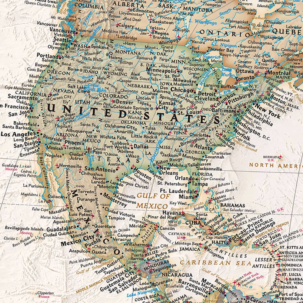 Large Three-Panel Maps | Unique Wall Maps | Push Pin Travel Maps