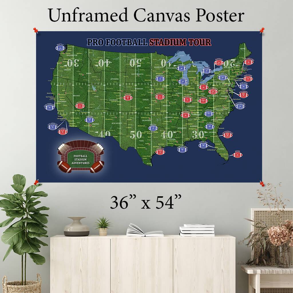 NFL Stadiums Location Poster Map | Push Pin Travel Maps