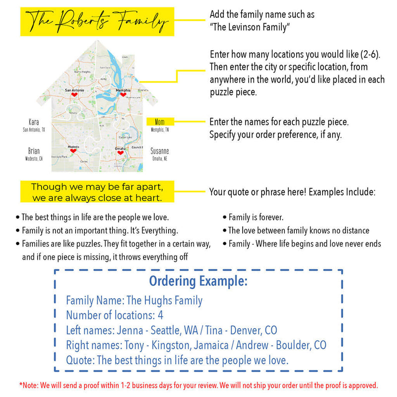 Custom Family Home Map Art | Push Pin Travel Maps