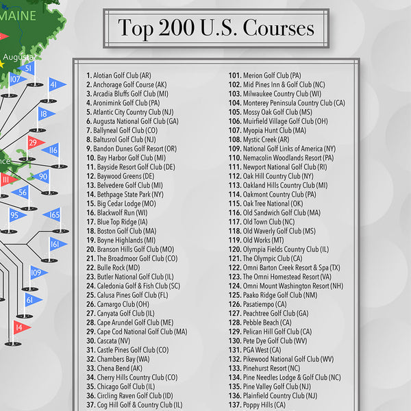 Map of Top Golf Courses in the U.S. | Golf Course Tracker Map - Push ...