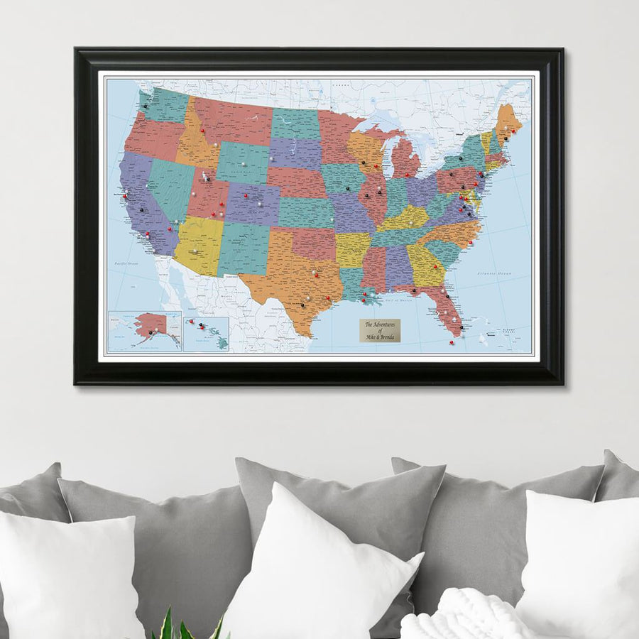 US Push Pin Travel Maps | Framed United States Maps with Pins