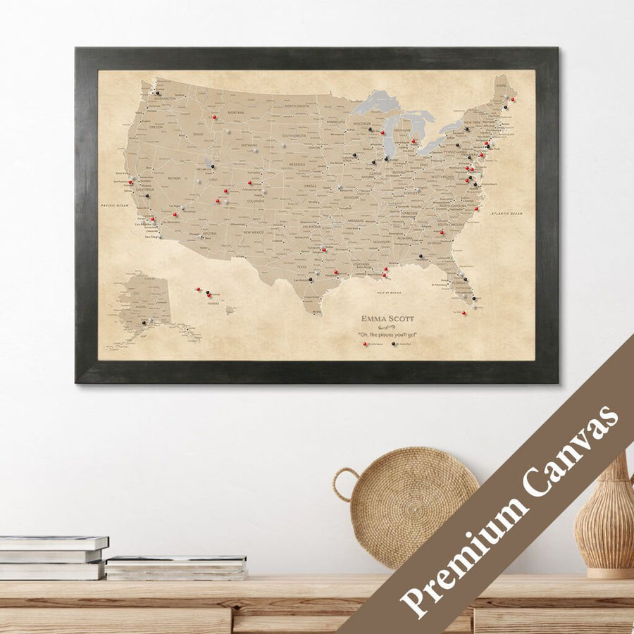 Canvas Push Pin World Maps & More | Personalized Map Gifts – Push Pin ...