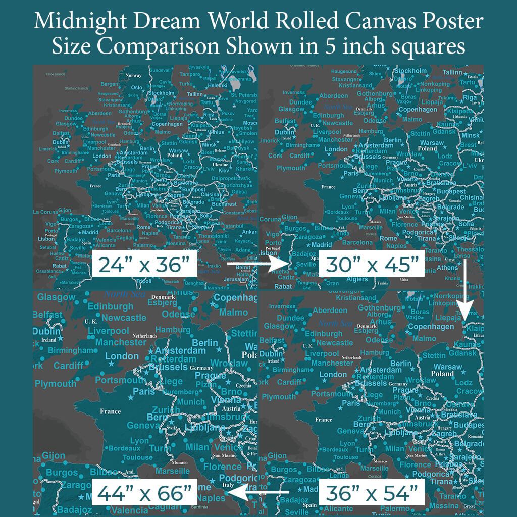 World Wall Map | Midnight Dream World Travel Map | Canvas "To Go" Map ...