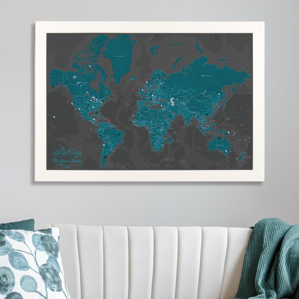 Midnight Dream Canvas World Map | Large Wall Map Canvas - Push Pin ...