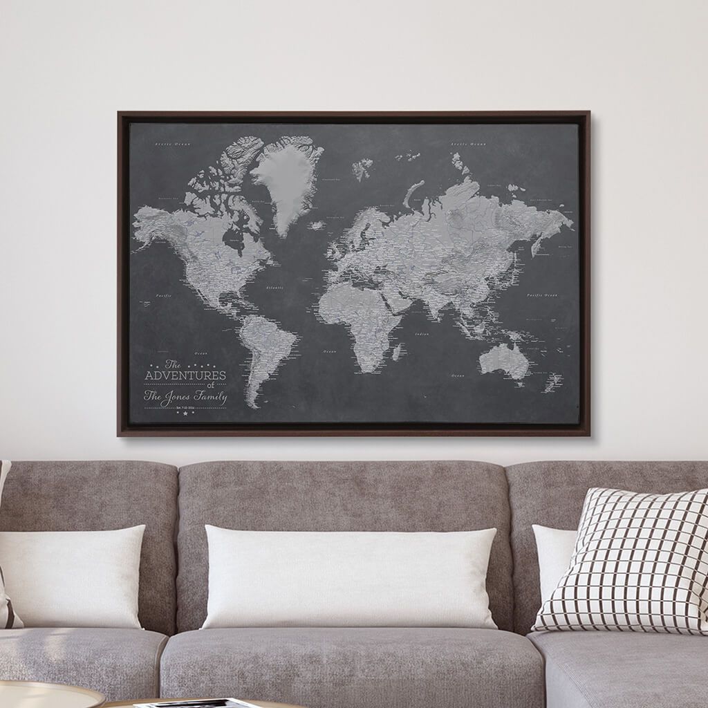 Gallery Wrapped Canvas Map with Pins | Stormy Dreams Canvas Map - Push ...