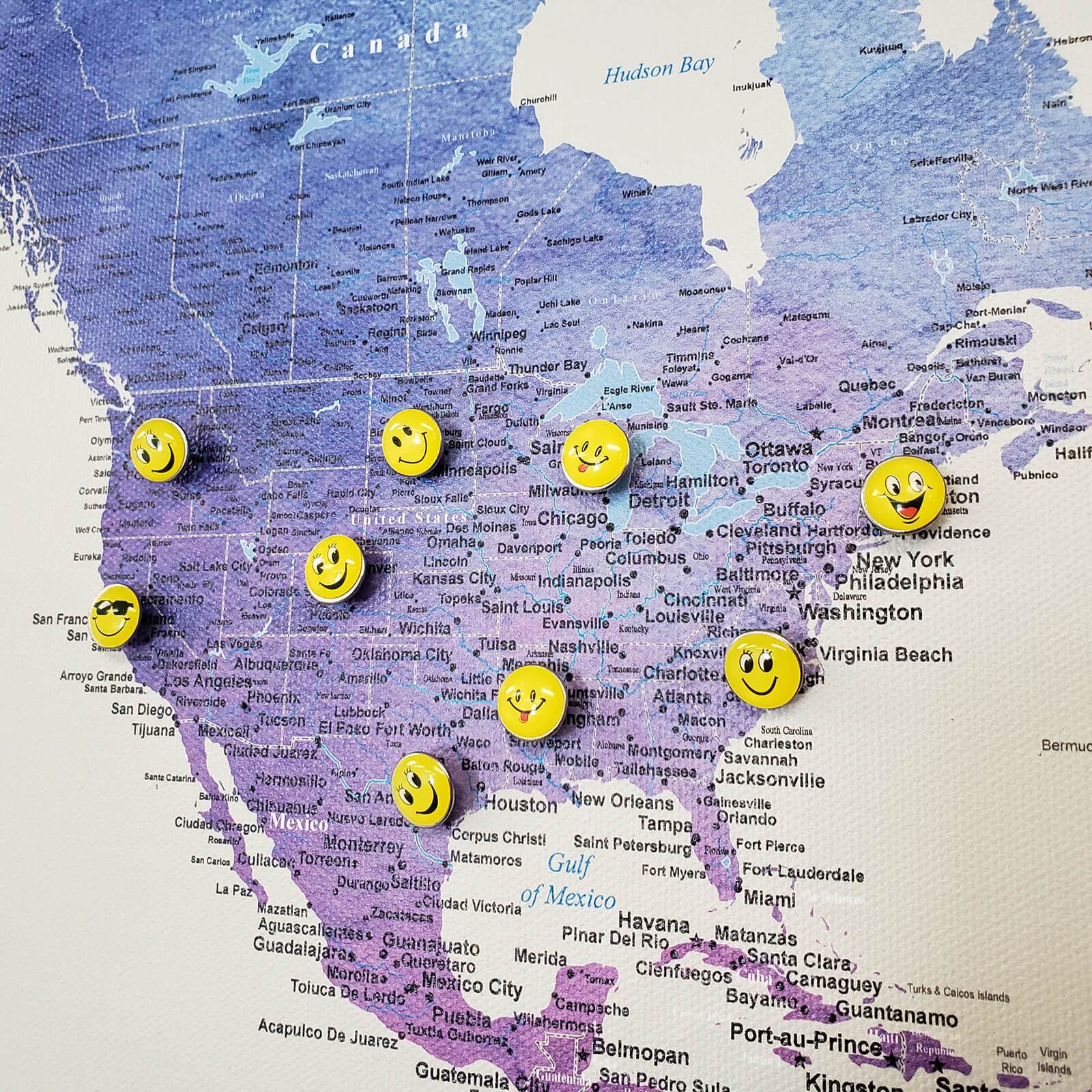 Smiley Face Push Pins | Novelty Pin Board Pins | Push Pin Travel Maps